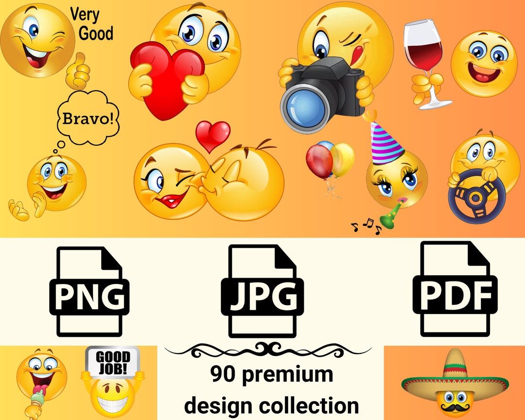 Emoji Clipart Bundle: 225 PNG, JPG, PDF Files (digital Download) - Etsy