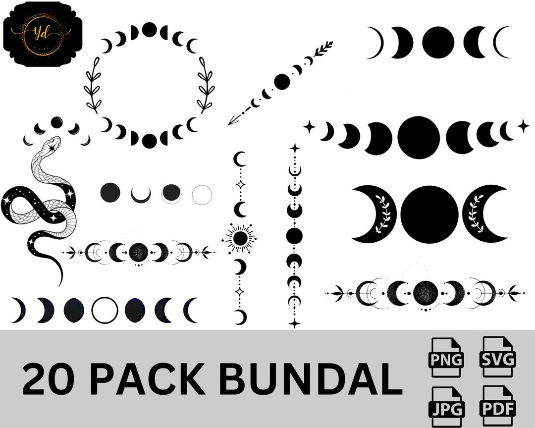 Moon Svg Bundle Mystic Celestial Svg Its Just a Phase Svgcrescent Moon ...