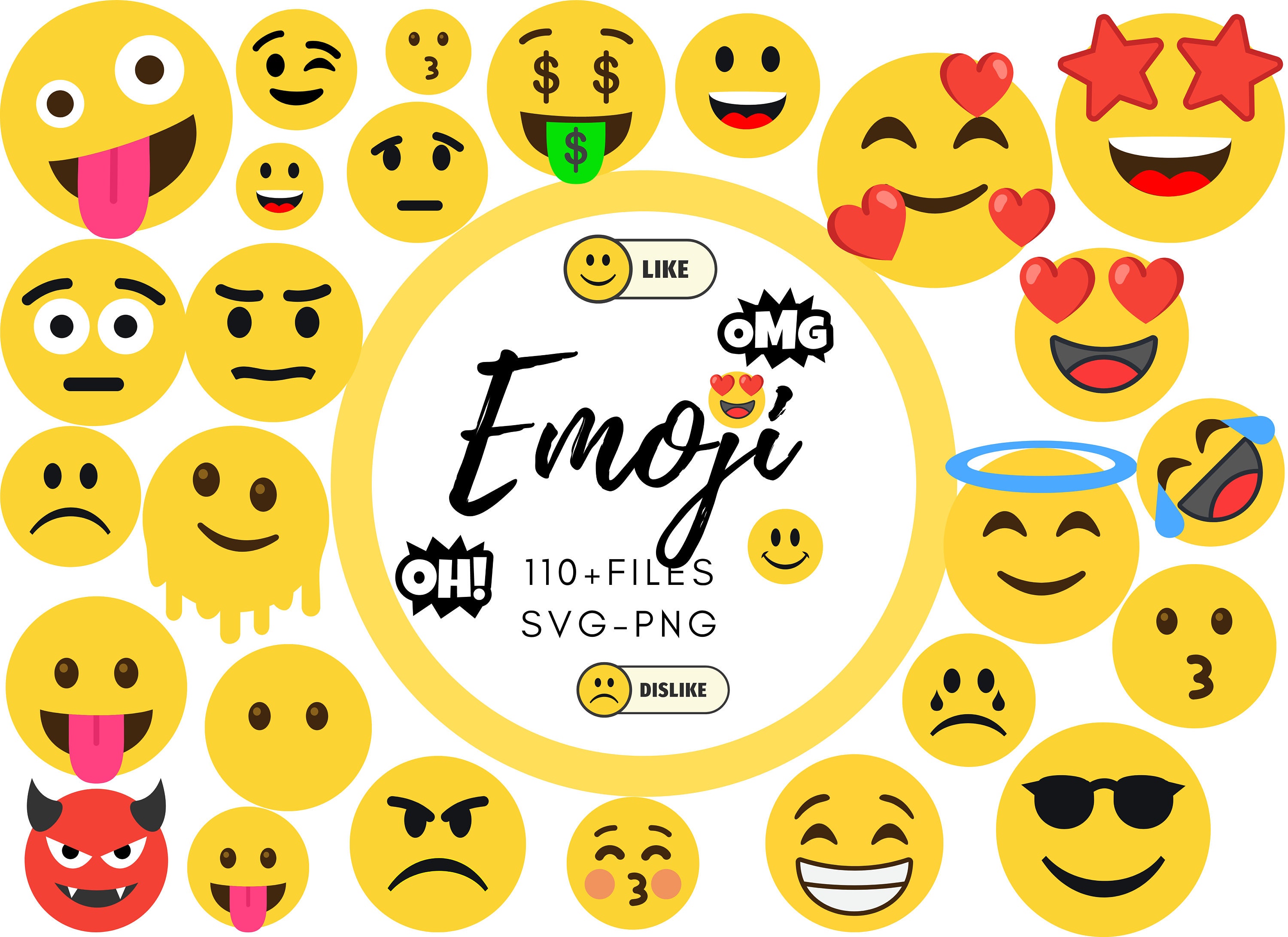 Smiley Svg,emoji Png,emoji Clipart,emojis Svg,emoji Bundle,emoji Bundle ...