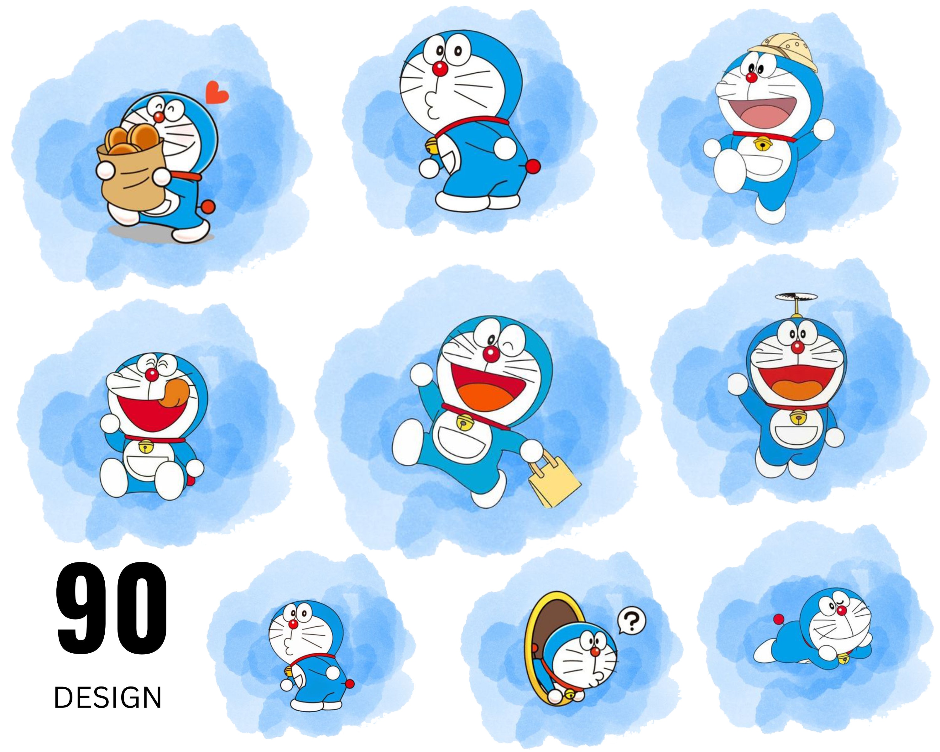Doraemon Water Color Clipart Cut File Cricut Cutting File - Etsy