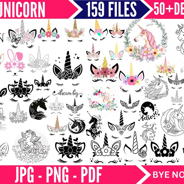Unicorn Flowers Svg - Etsy