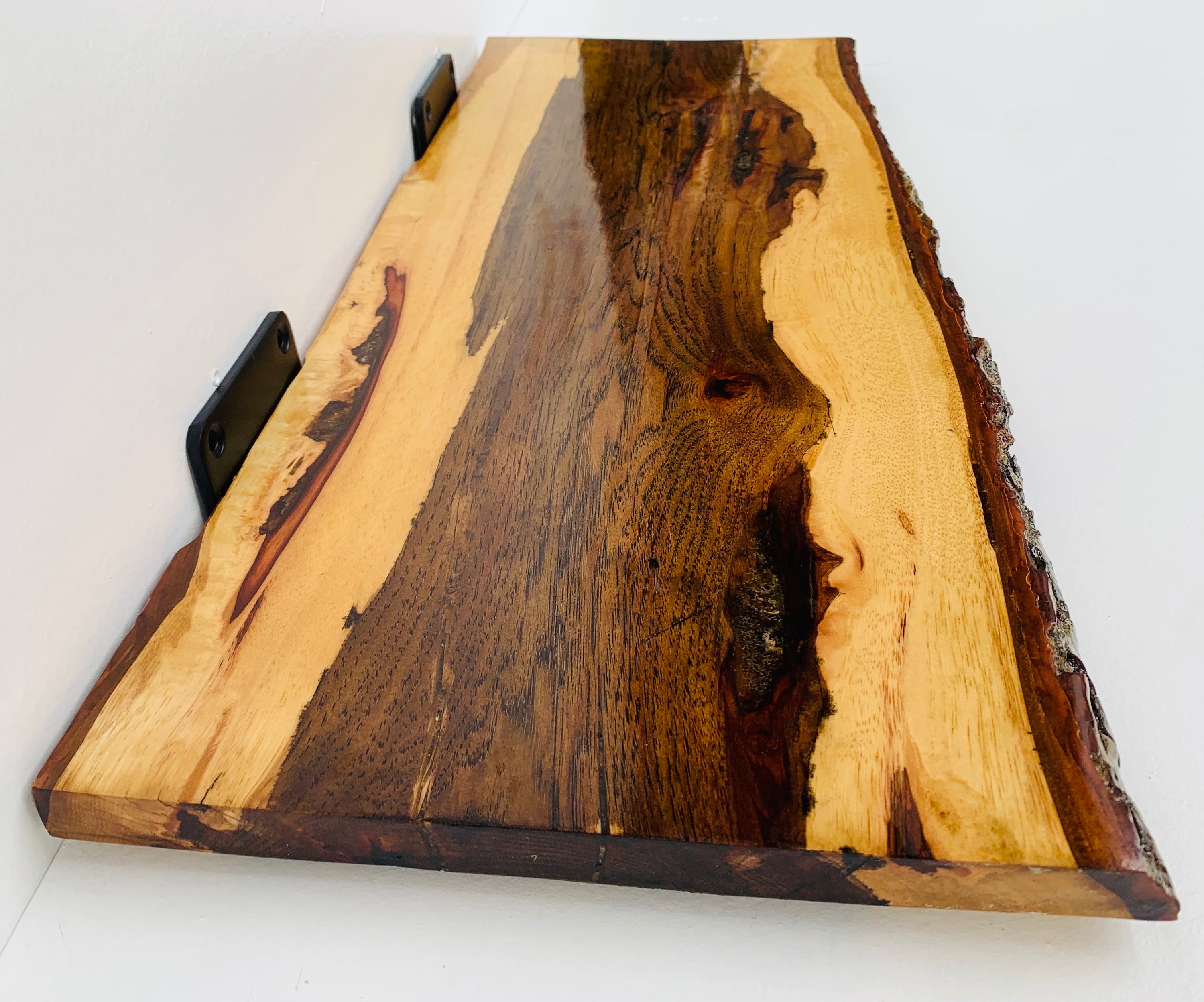 Live Edge Hickory Floating Shelves 2-pack - Etsy