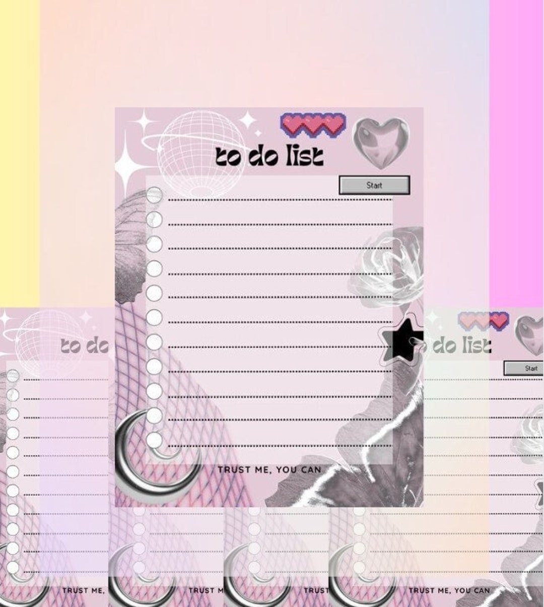 Y2k Style to Do List, to Do List, Printables, Y2k-inspired, Modern Y2k ...