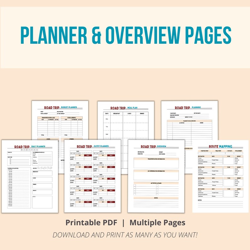 Family Road Trip Planner, Vacation Planner, Travel Planner Printable ...