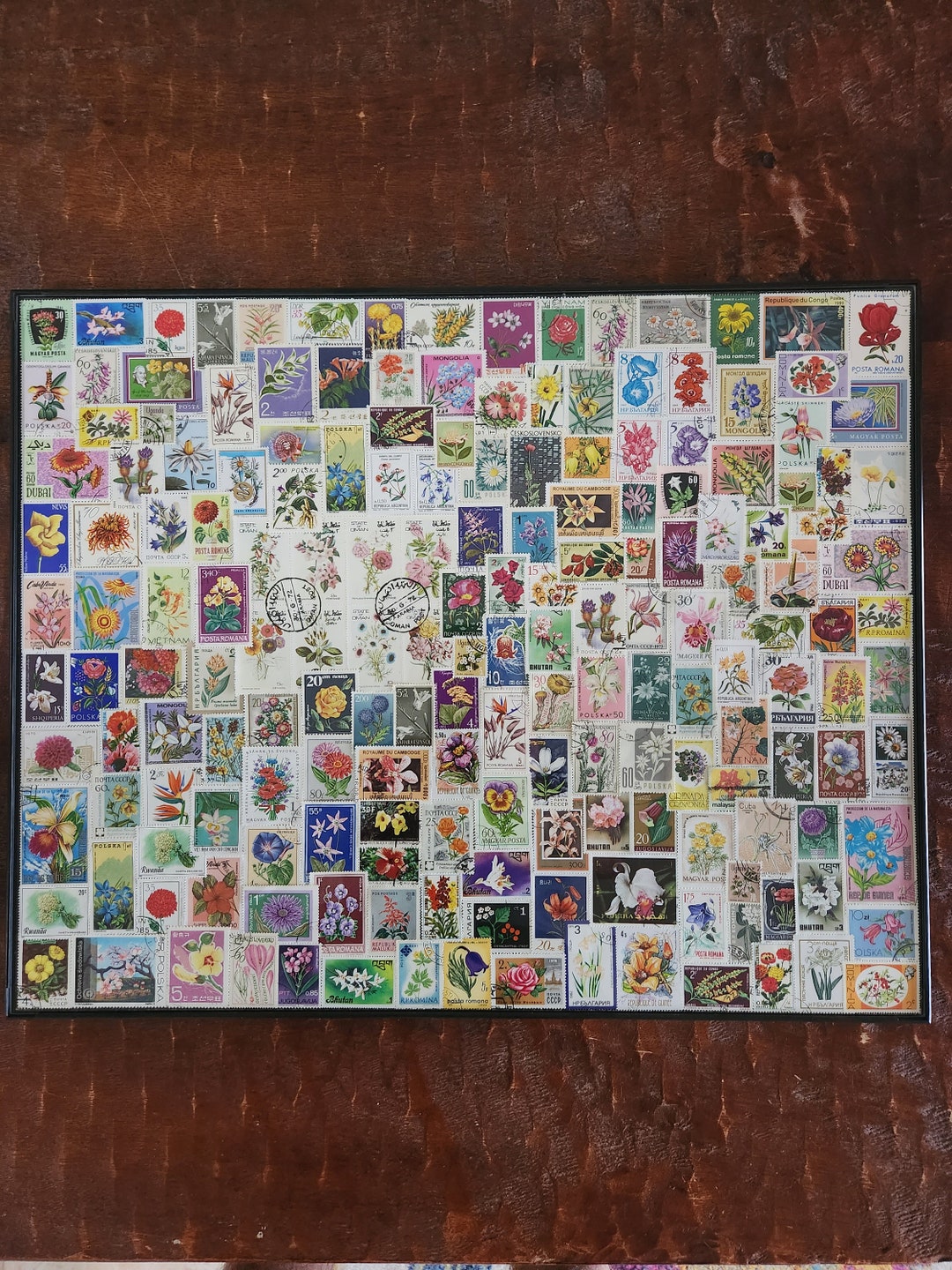 Flowers Postage Stamp Collage - Etsy