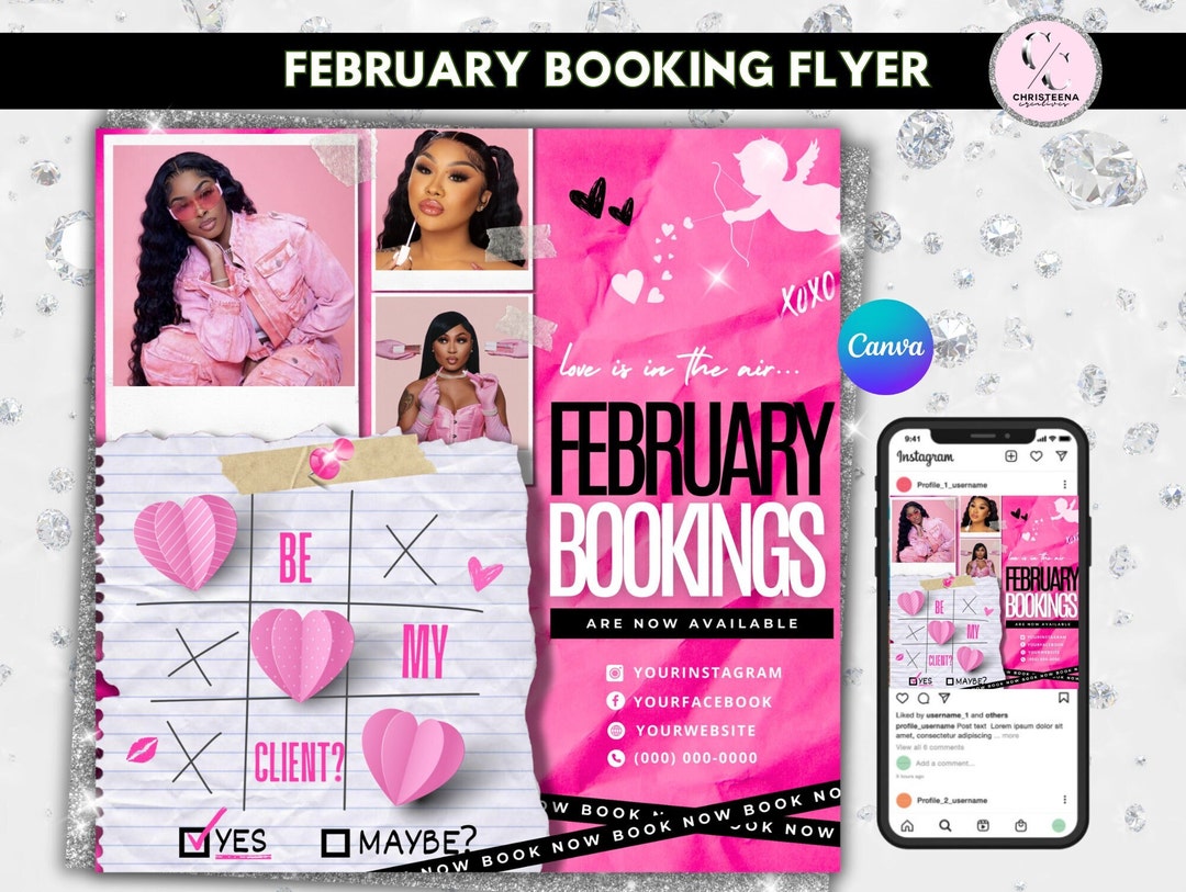 February Booking Flyer, Valentines Day Hair Flyer, Valentines Day Flyer ...
