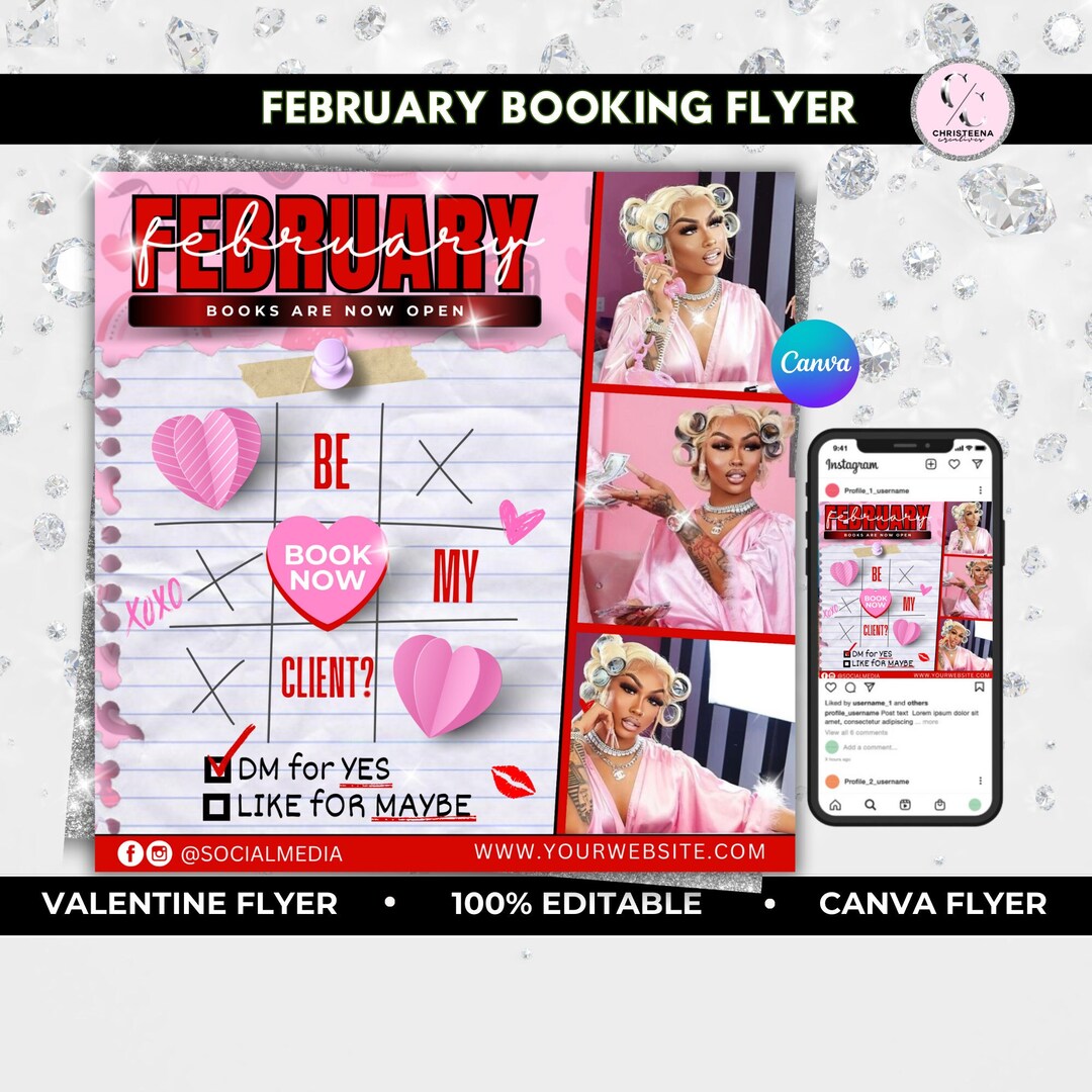 February Booking Flyer, Valentines Day Hair Flyer, Valentines Day Flyer ...