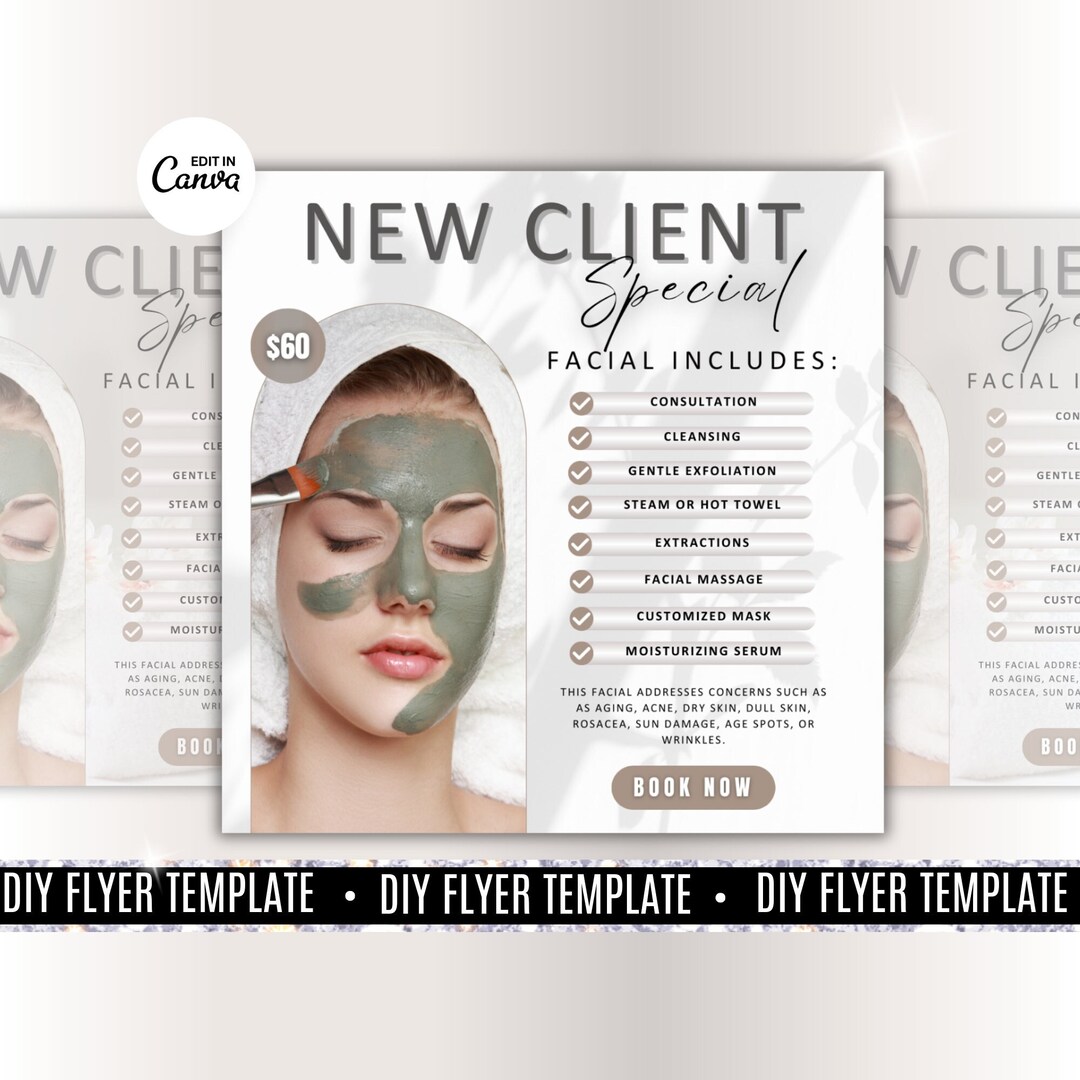 Facial Specials Flyer DIY Canva Template Facial Treatment - Etsy UK