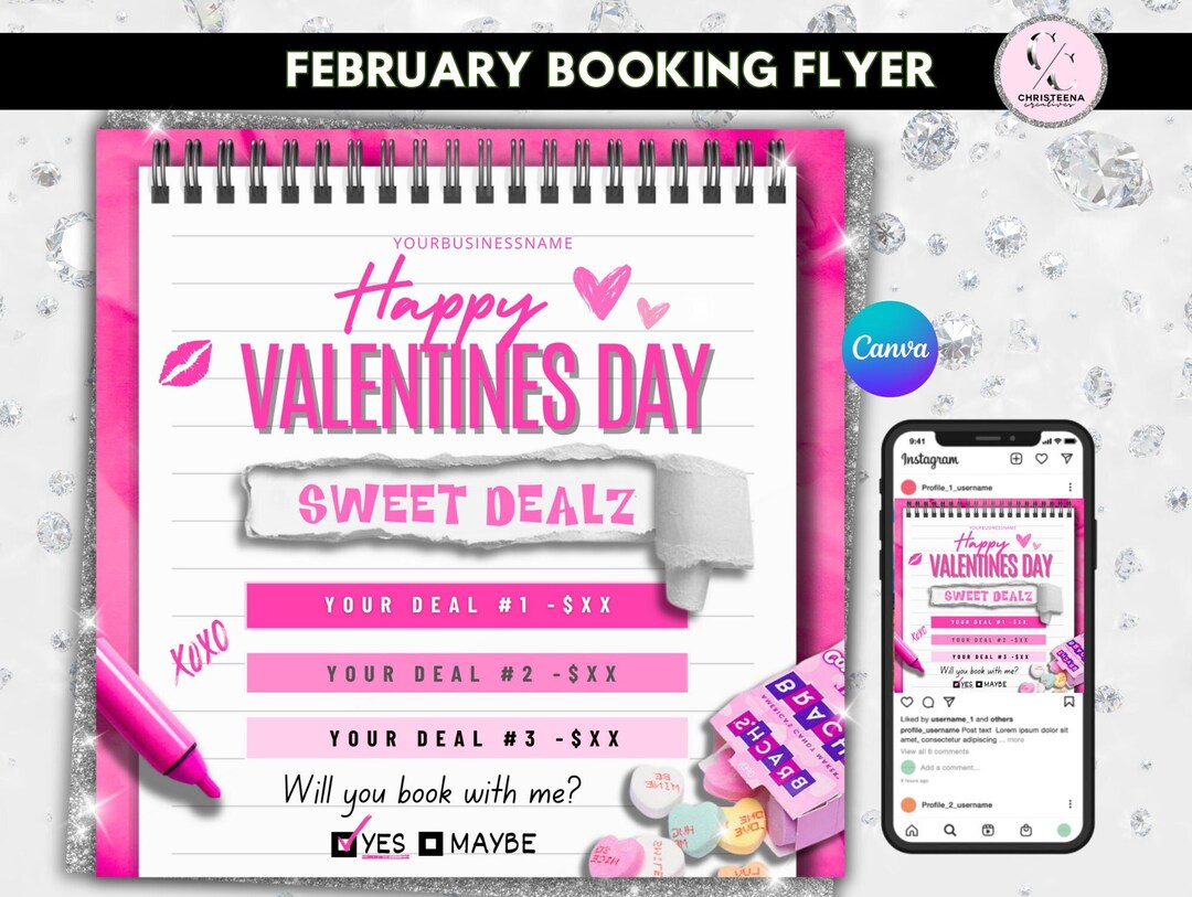 February Booking Flyer, Valentines Day Hair Flyer, Valentines Day Flyer ...