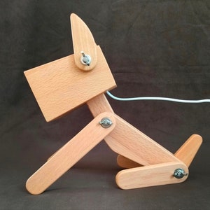 Scandinavian Style Dog Lamp, Wooden Lamp DOG With Adjustable Positions ...