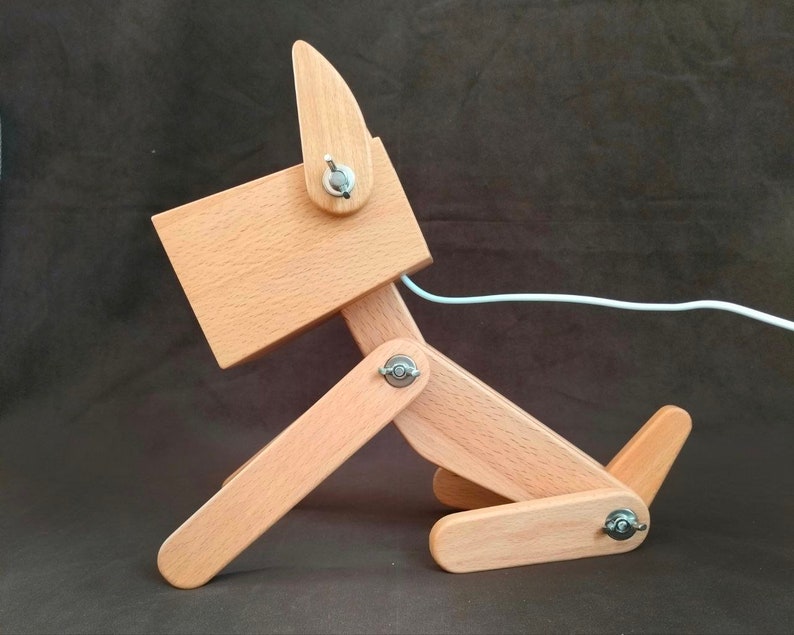 Wooden Dog Lamp: Scandinavian Style Adjustable Desk Light - Etsy