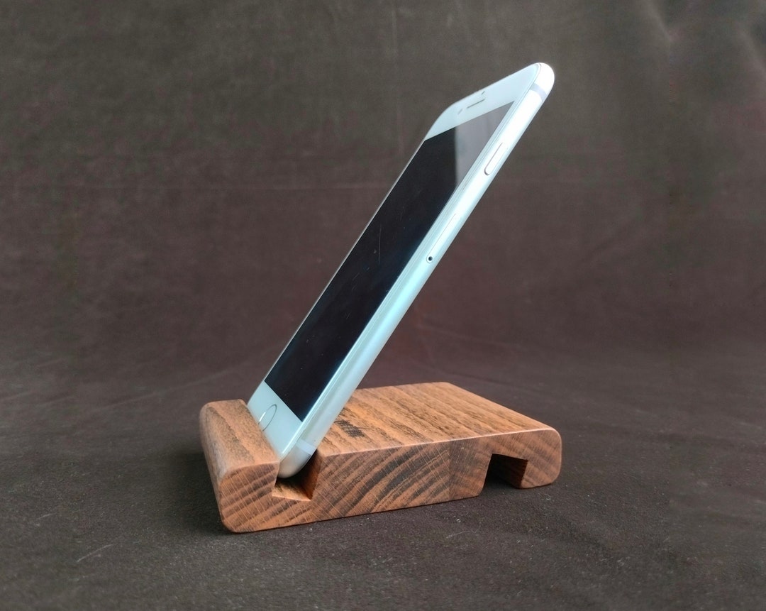 Wooden Phone Stand, iPhone Desk Holder, Beech Desktop Organizer, Office ...