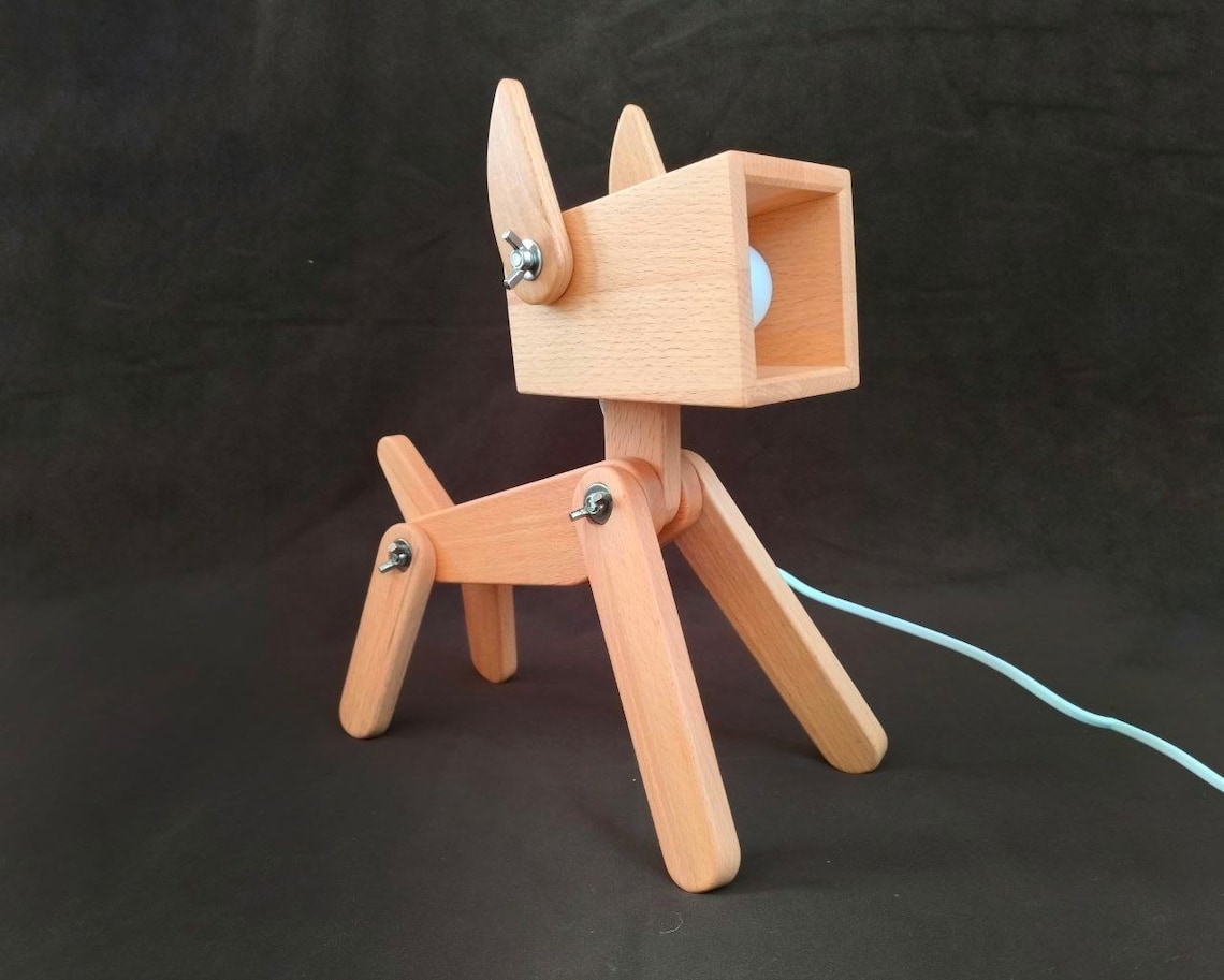 Scandinavian Style Dog Lamp Wooden Lamp DOG With Adjustable - Etsy