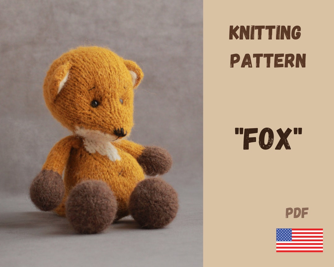 Knitted Fox Toy Pattern: Small Stuffed Animal With Clothes (PDF Pattern ...