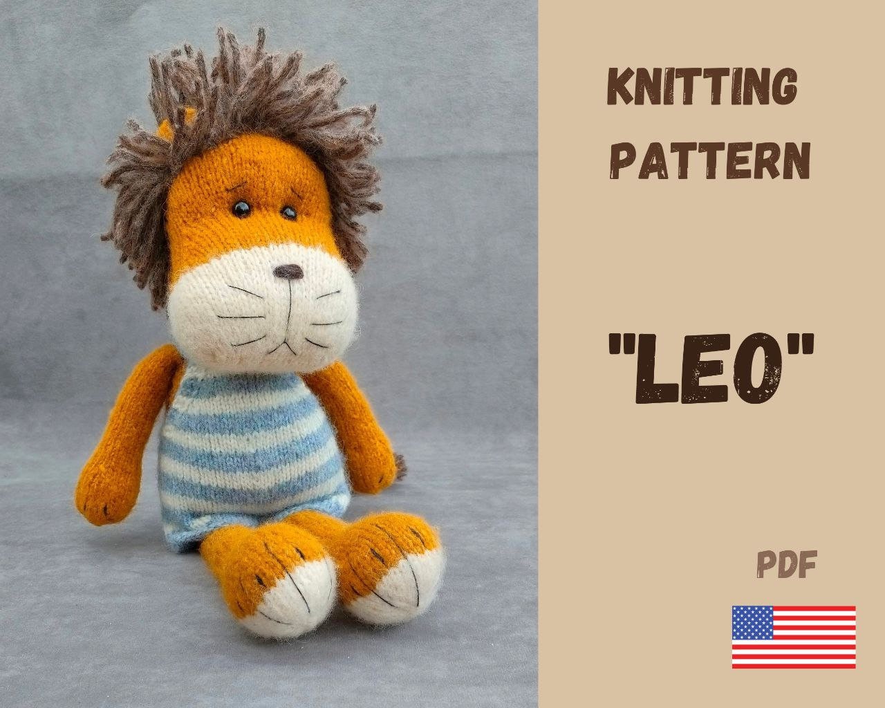 Knitting Pattern Lion Animal Pattern Knitted Leo in Clothes - Etsy