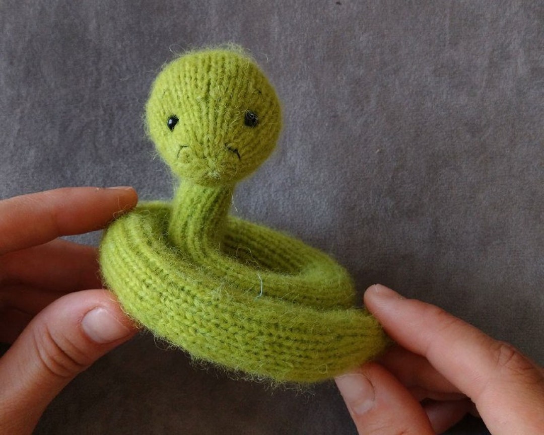 Stuffed Knitted Snake Toy, Little Snake Handmade, Finished Pocket Toy ...