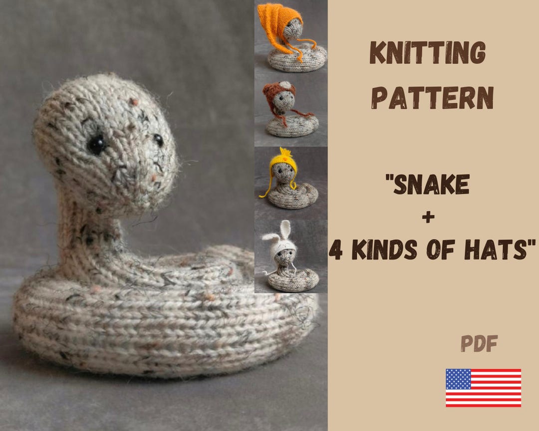 Knitted Snake Pattern, Knitted Snake, DIY Snake Toy, English File - Etsy
