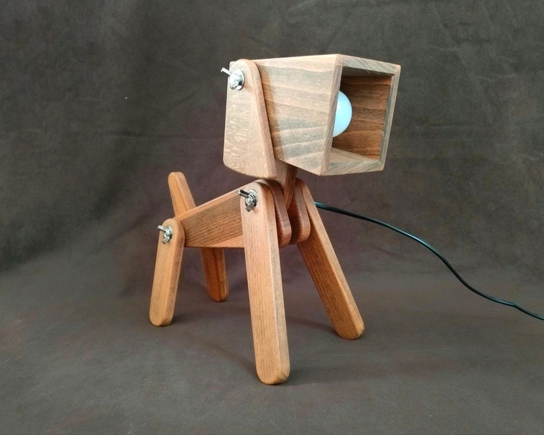 Nursery Lamp Dog, Minimalist Wooden Table Lamp, Desk Accessories ...