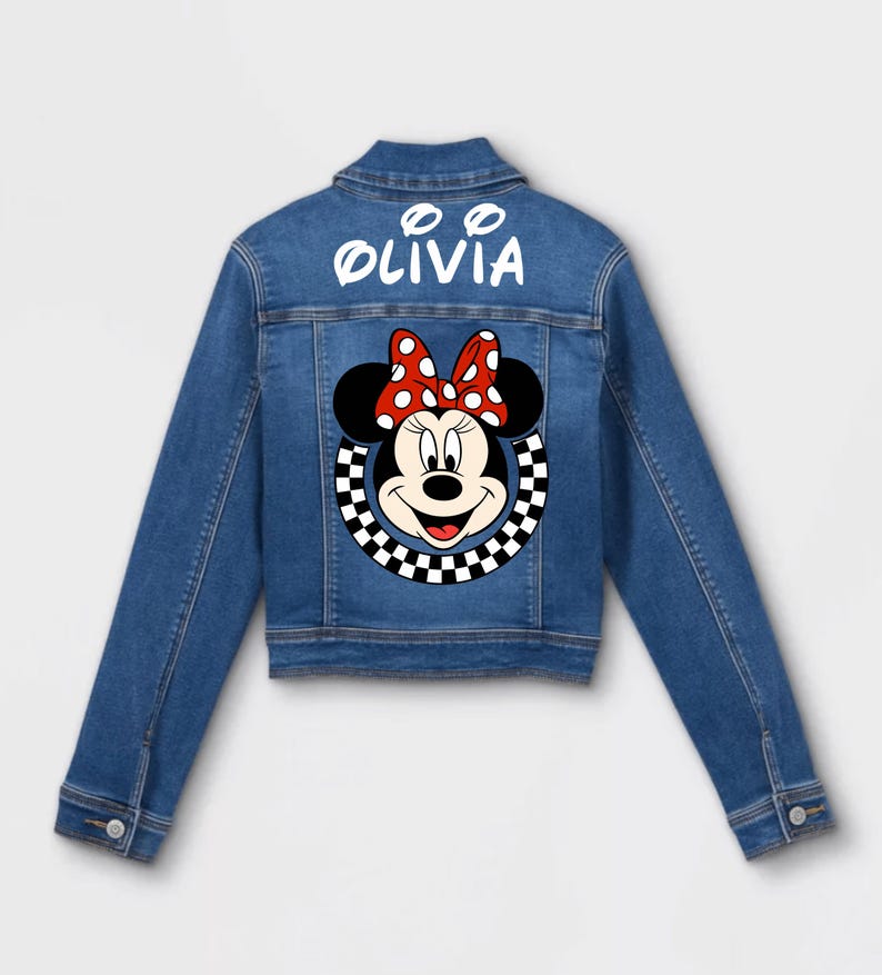 Kids Mickey & Minnie Mouse Denim Jacket With Rhinestones Metal Studs ...
