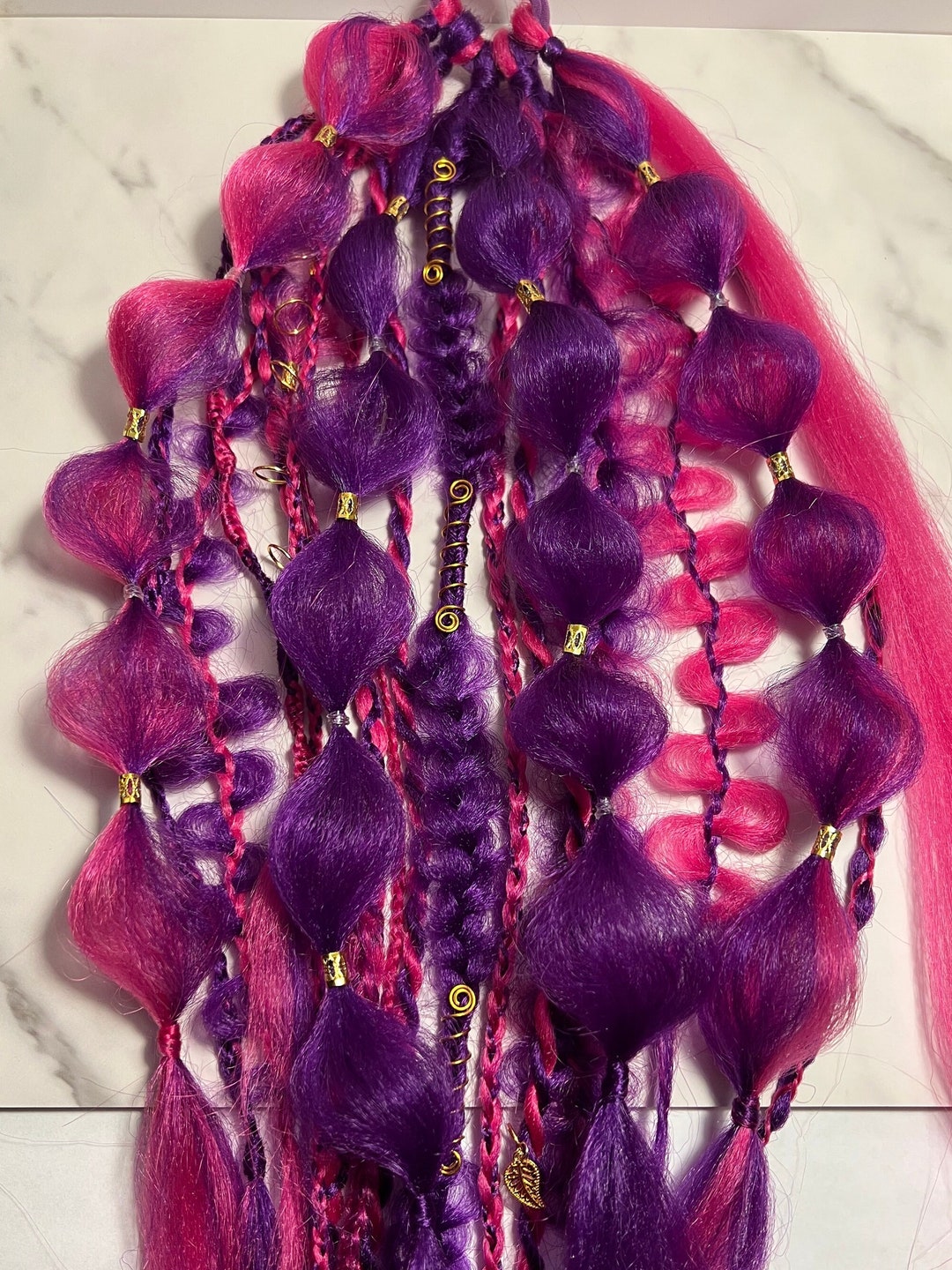 Festival Ponytail Pink and Purple Variety Rave Braid Hair Extensions ...