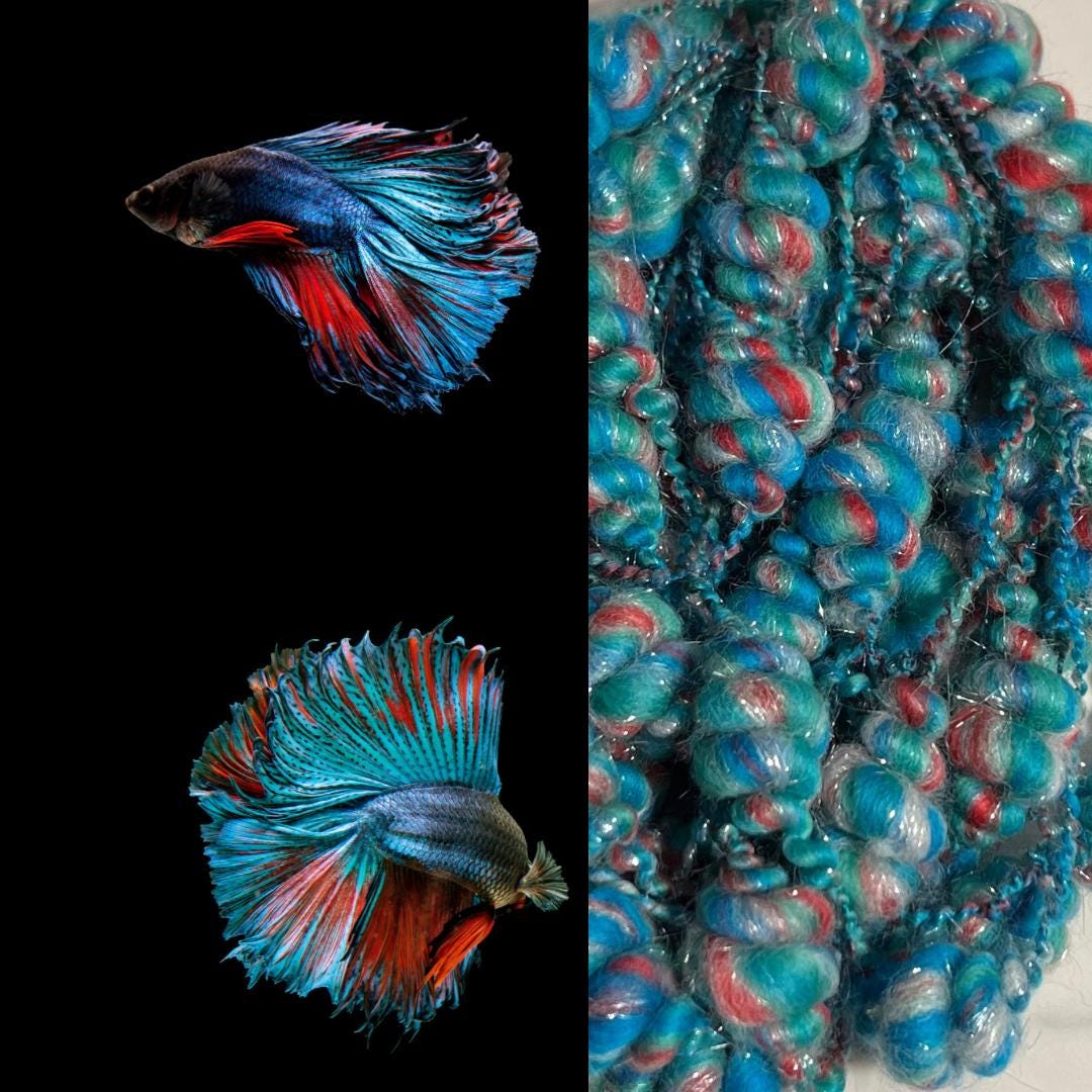 Betta Fish Beehive Art Yarn – Handspun Thick and Thin Wool for ...