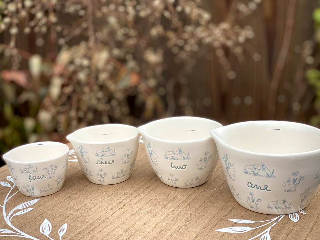 Rae Dunn Bunny Rabbit Kitchen Measuring Cups Complete Set - Etsy