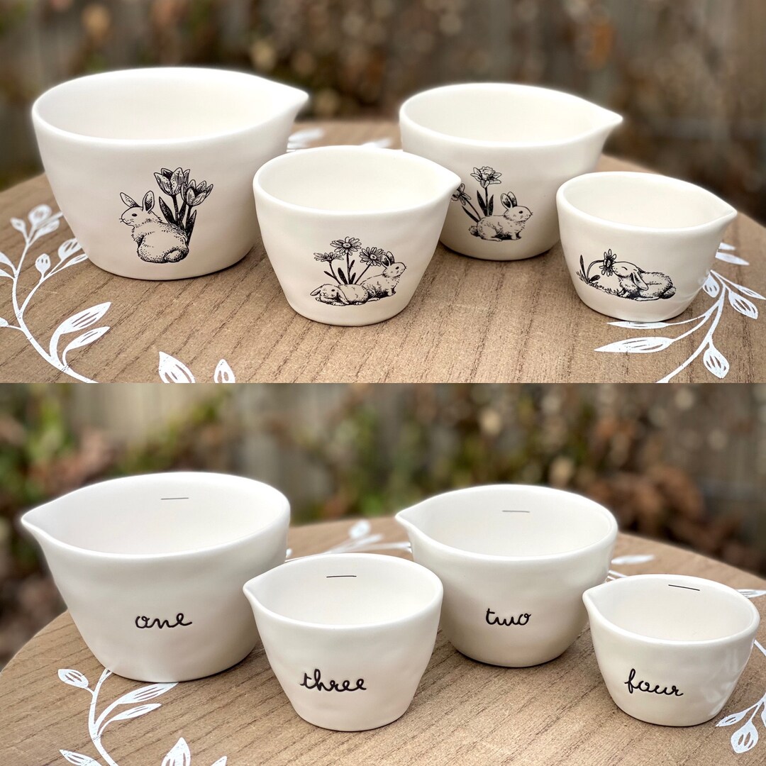 Rae Dunn Bunny Rabbits Kitchen Measuring Cups, Complete Set - Etsy