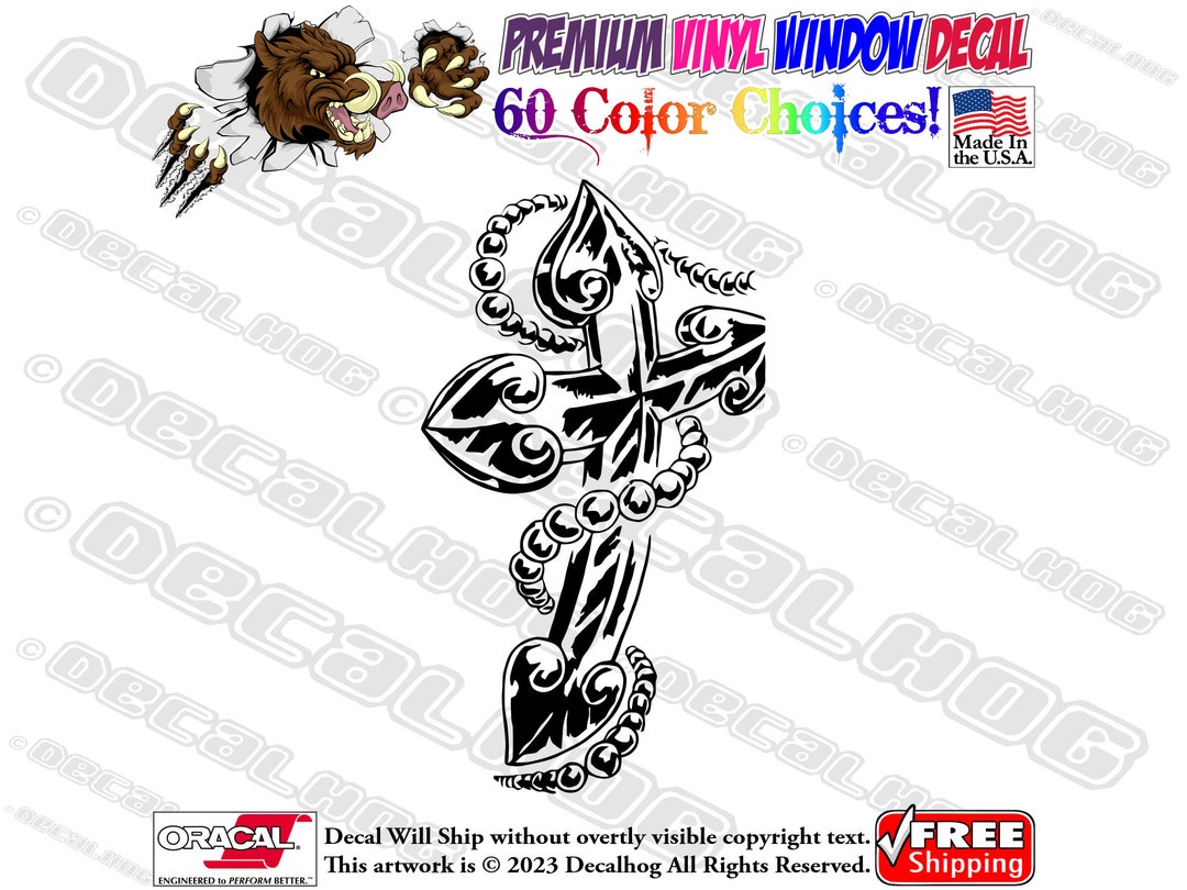 Holy Rosary Beads Cross Catholic Church Vinyl Decal Car Truck Laptop ...