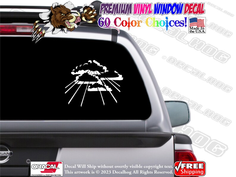 Heavenly Clouds Shining Down Vinyl Decal Car Truck Laptop Wall Window ...