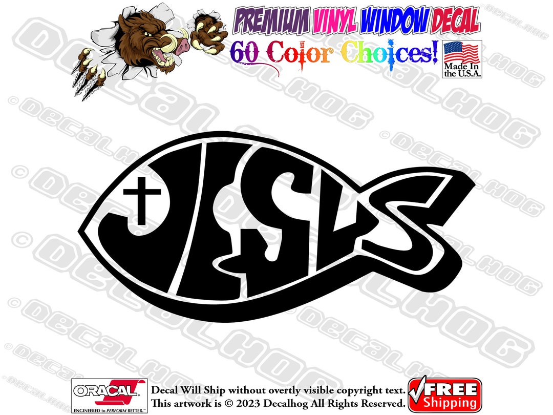 Jesus Fish Christian Christ Church Vinyl Decal Car Truck Laptop Wall ...