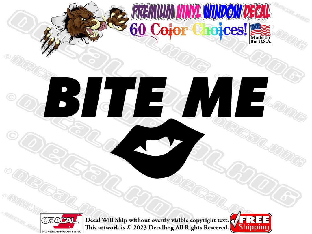 Bite Me Vampire Teeth Vinyl Decal Car Truck Laptop Wall Window Graphics ...