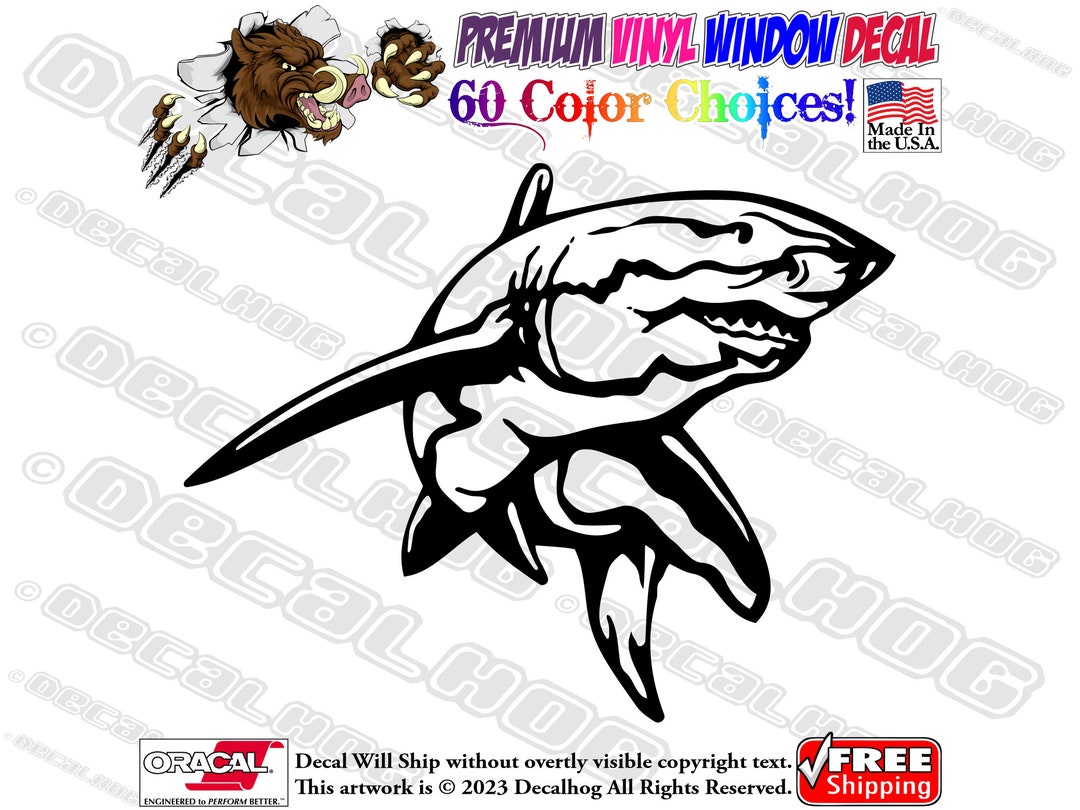 Great White Shark Large Vinyl Decal Car Truck Laptop Wall Window ...