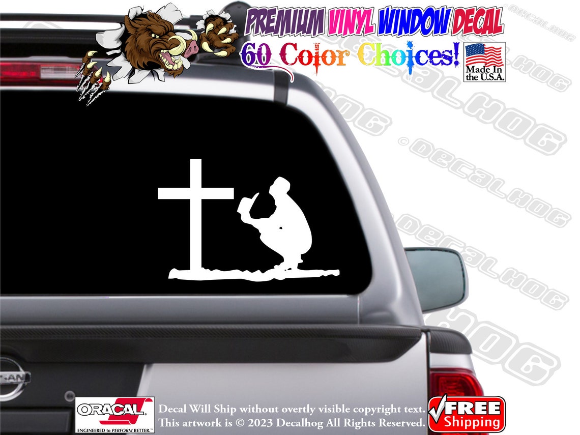Cowboy Church Praying Hat Cross God Vinyl Decal Car Truck - Etsy