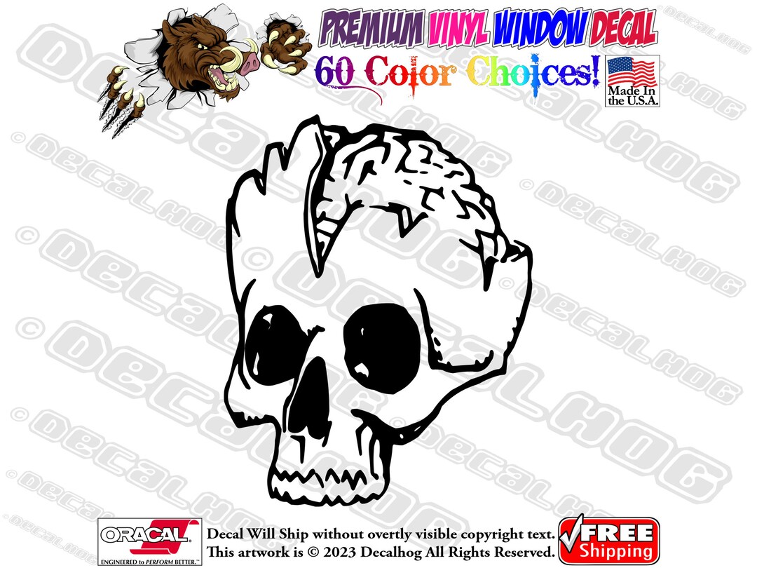 Human Cracked Skull Brains Vinyl Decal Car Truck Laptop Wall Window ...