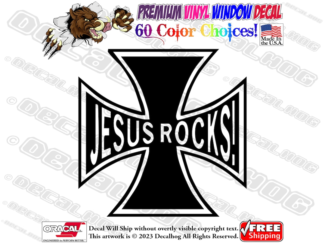 Jesus Rocks Christian Vinyl Decal Car Truck Laptop Wall Window Graphics ...