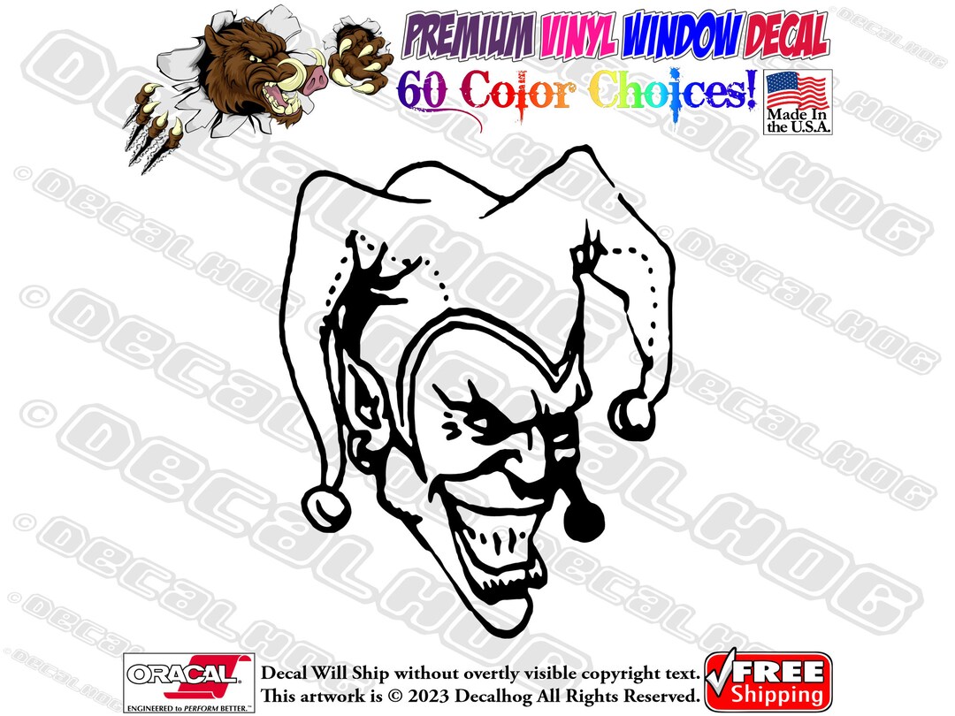 Evil Smiling Jester Vinyl Decal Car Truck Laptop Wall Window Graphics ...