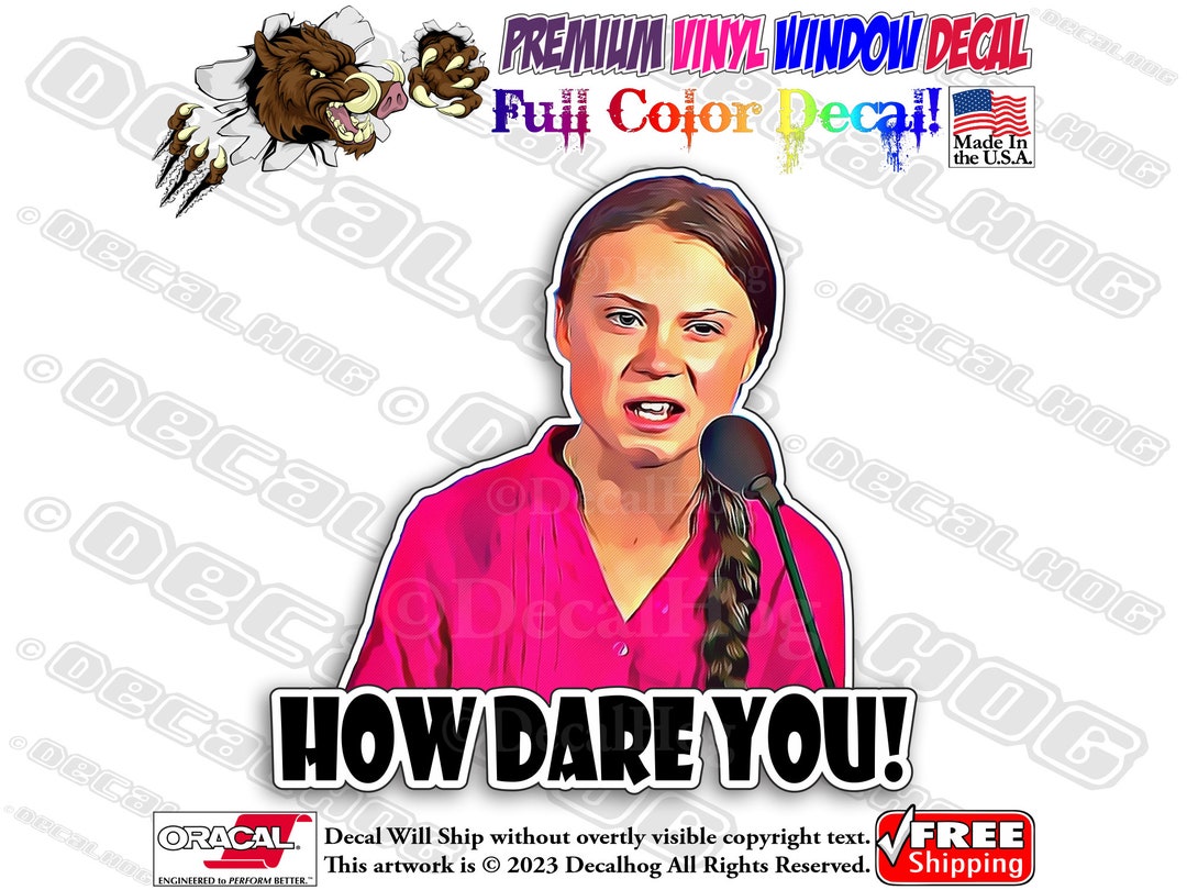 How Dare You Greta Funny Full Color Car Truck Laptop Wall Window ...