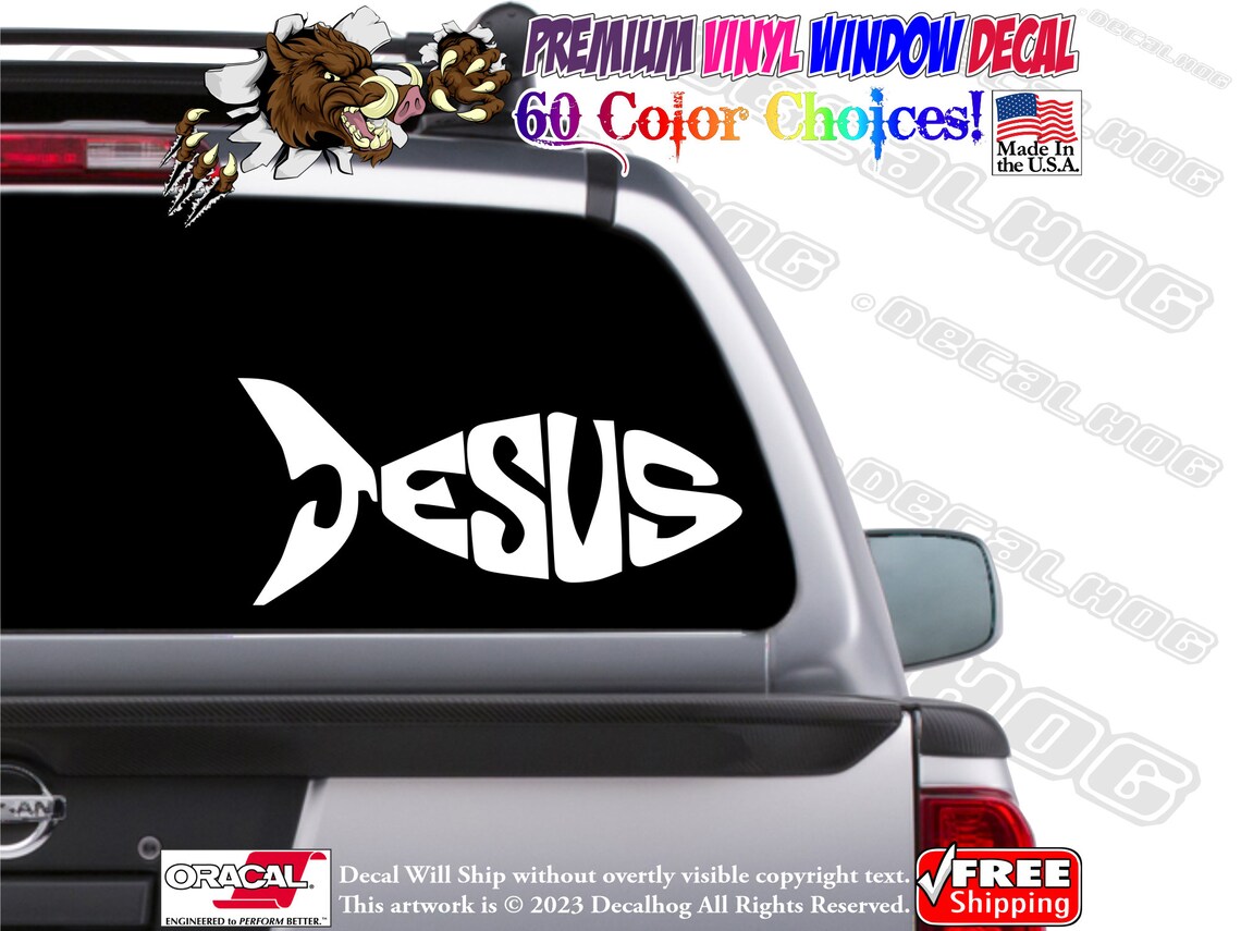 Jesus Fish Christian Christ Church Vinyl Decal Car Truck Laptop Wall ...