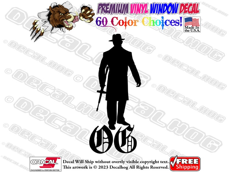 O.G. Mobster Gangster Vinyl Decal Car Truck Laptop Wall Window Graphics ...