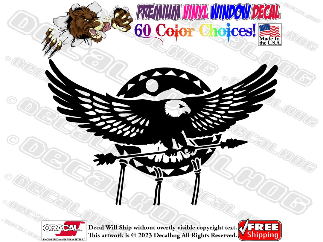 Very Detailed Native American Eagle Arrow Shield Vinyl Decal Car Truck ...