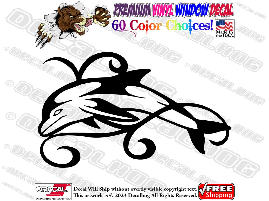 Tribal Dolphin Design Vinyl Decal Car Truck Laptop Wall Window Graphics ...