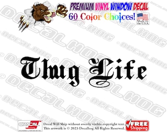 Pug Life Angry Gangsta in Hat Thug Life Gang Sign Printed Vinyl Sticker ...