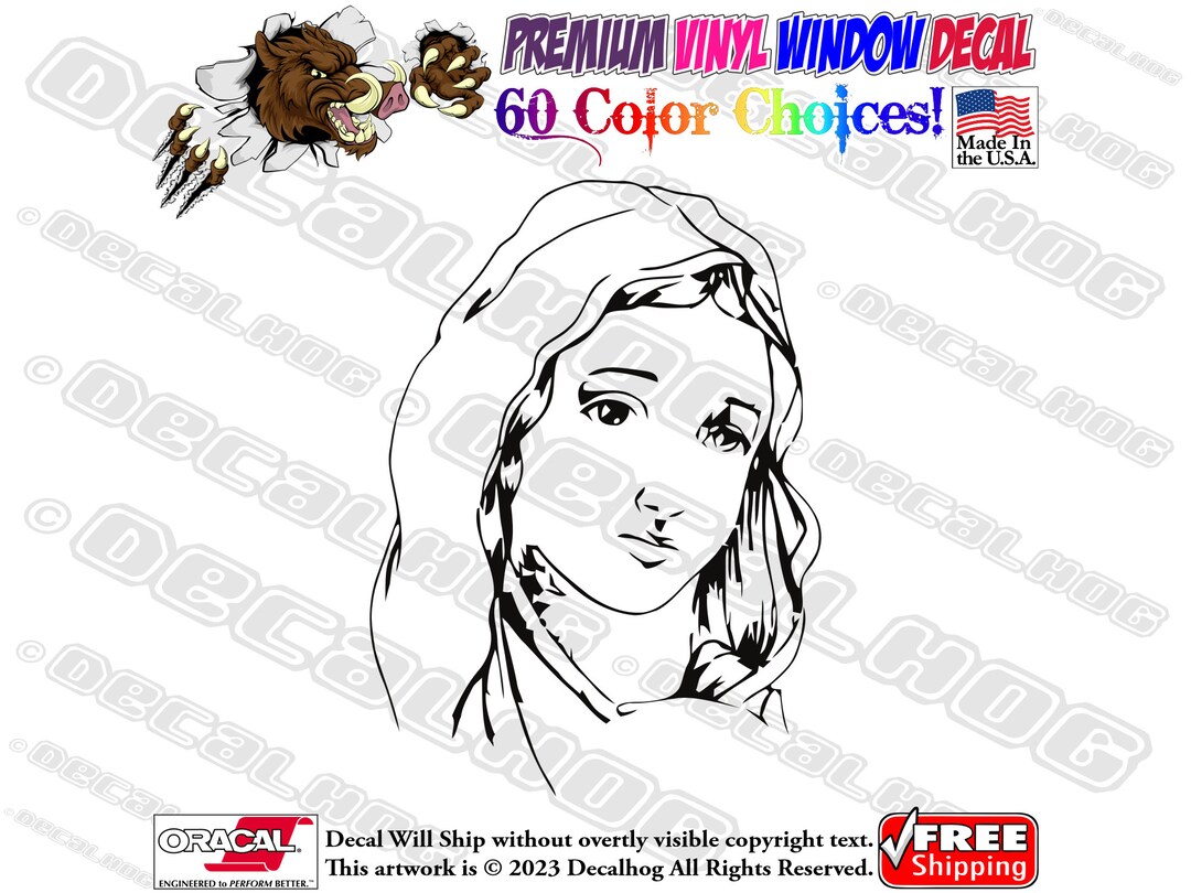 Blessed Holy Mother Mary Face Vinyl Decal Car Truck Laptop Wall Window ...
