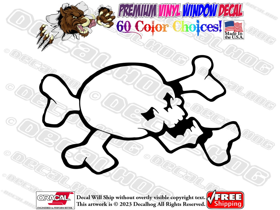 Skull & Crossbones Vinyl Decal Car Truck Laptop Wall Window Graphics ...