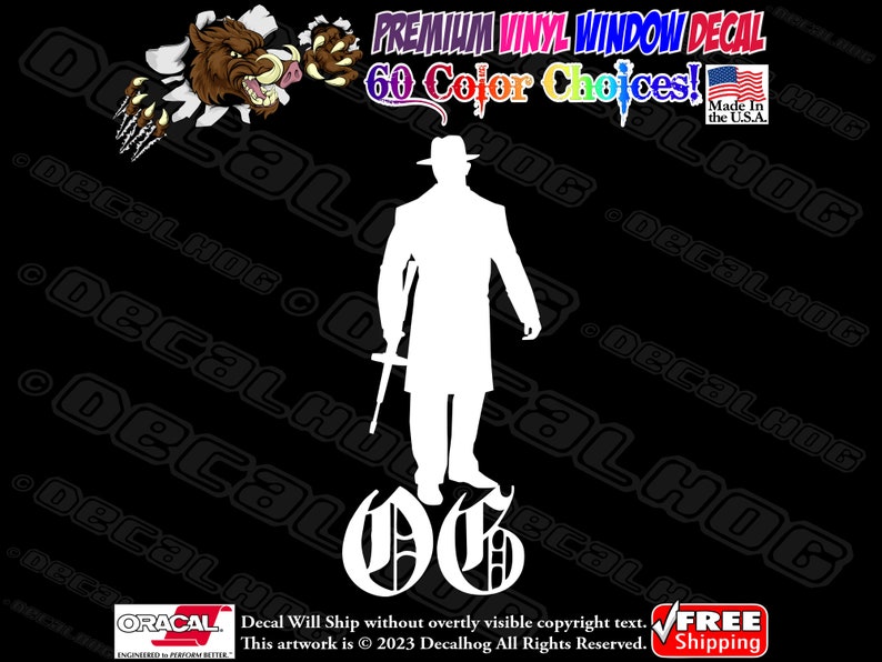 O.G. Mobster Gangster Vinyl Decal Car Truck Laptop Wall Window Graphics ...