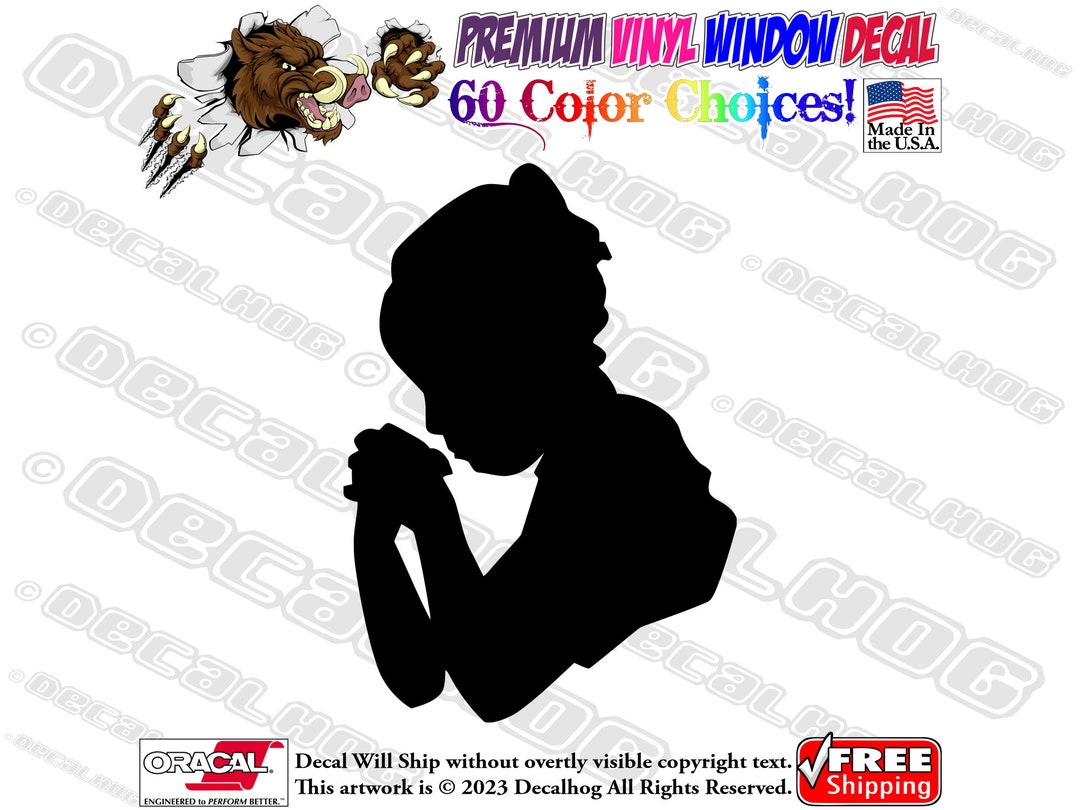 Little Girl Child Praying to Jesus Christ Vinyl Decal Car Truck Laptop ...