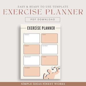Printable Exercise Planner I Printable Planner Minimalist - Etsy
