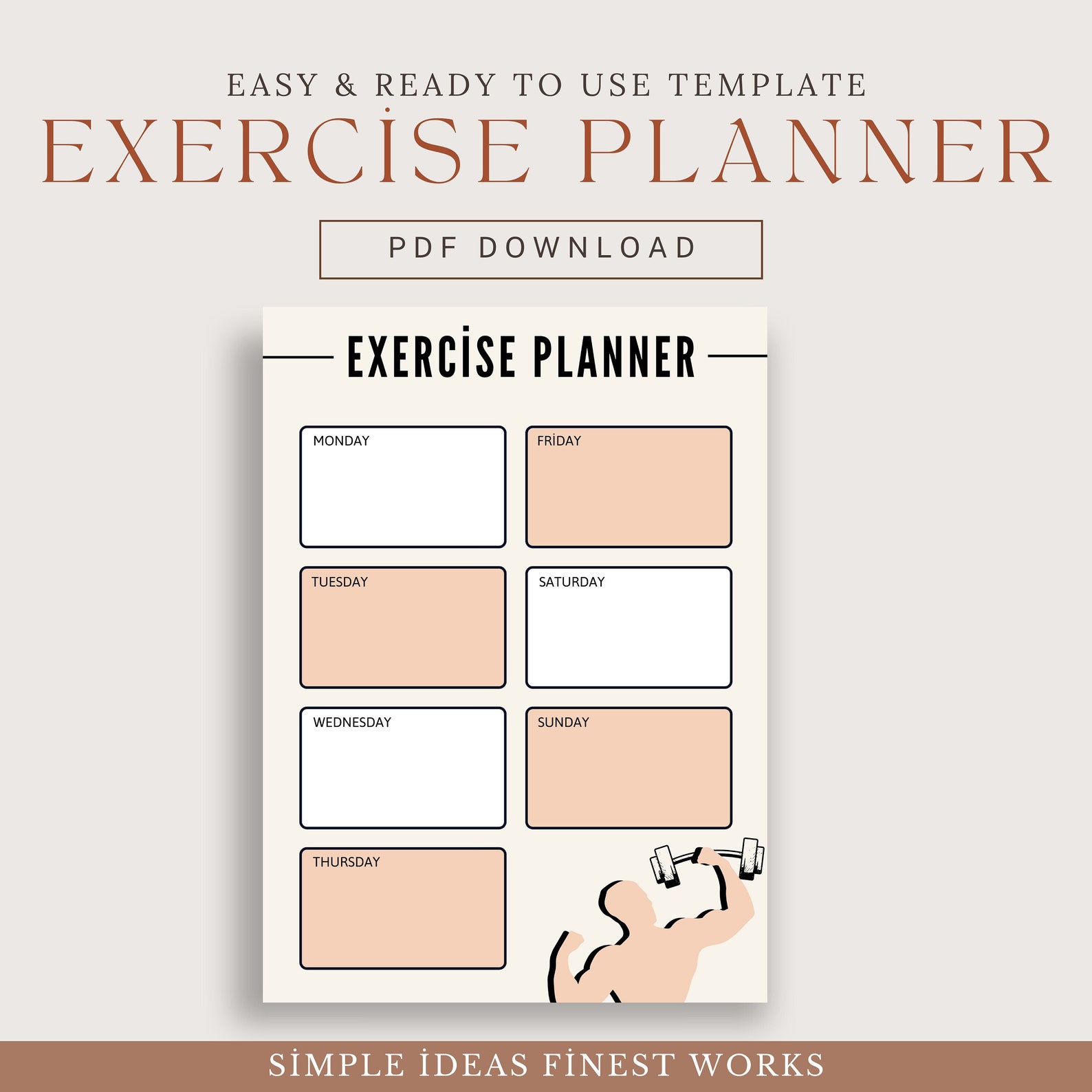 Printable Exercise Planner I Printable Planner Minimalist - Etsy