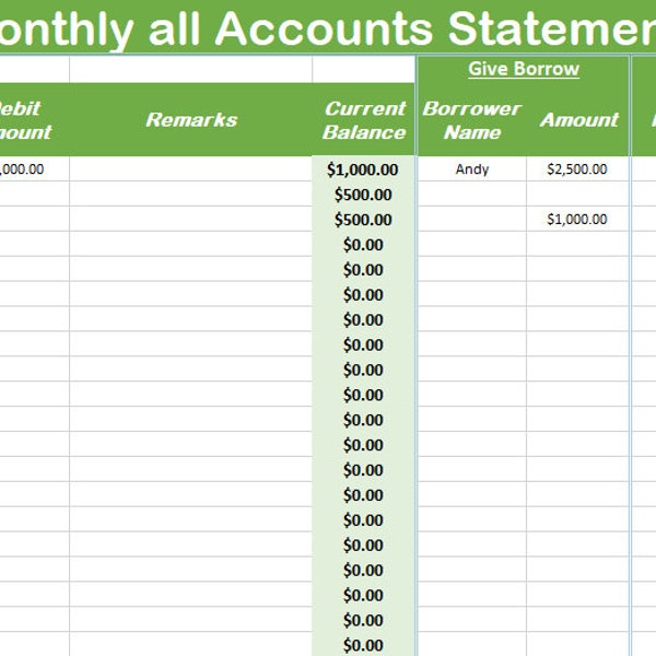 Excel Sheet Bank Accounts - Etsy