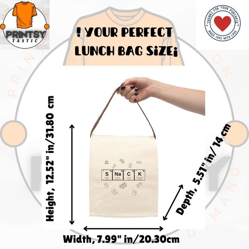 Canvas Lunch Bag Snack Periodic Table | Funny Food Tote, Gift for ...